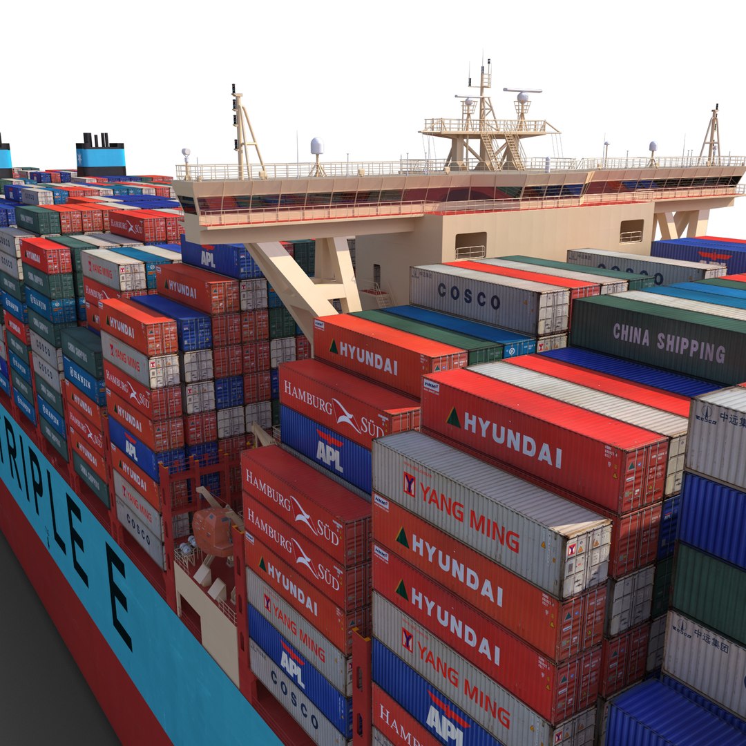 3ds max triple e class container ship