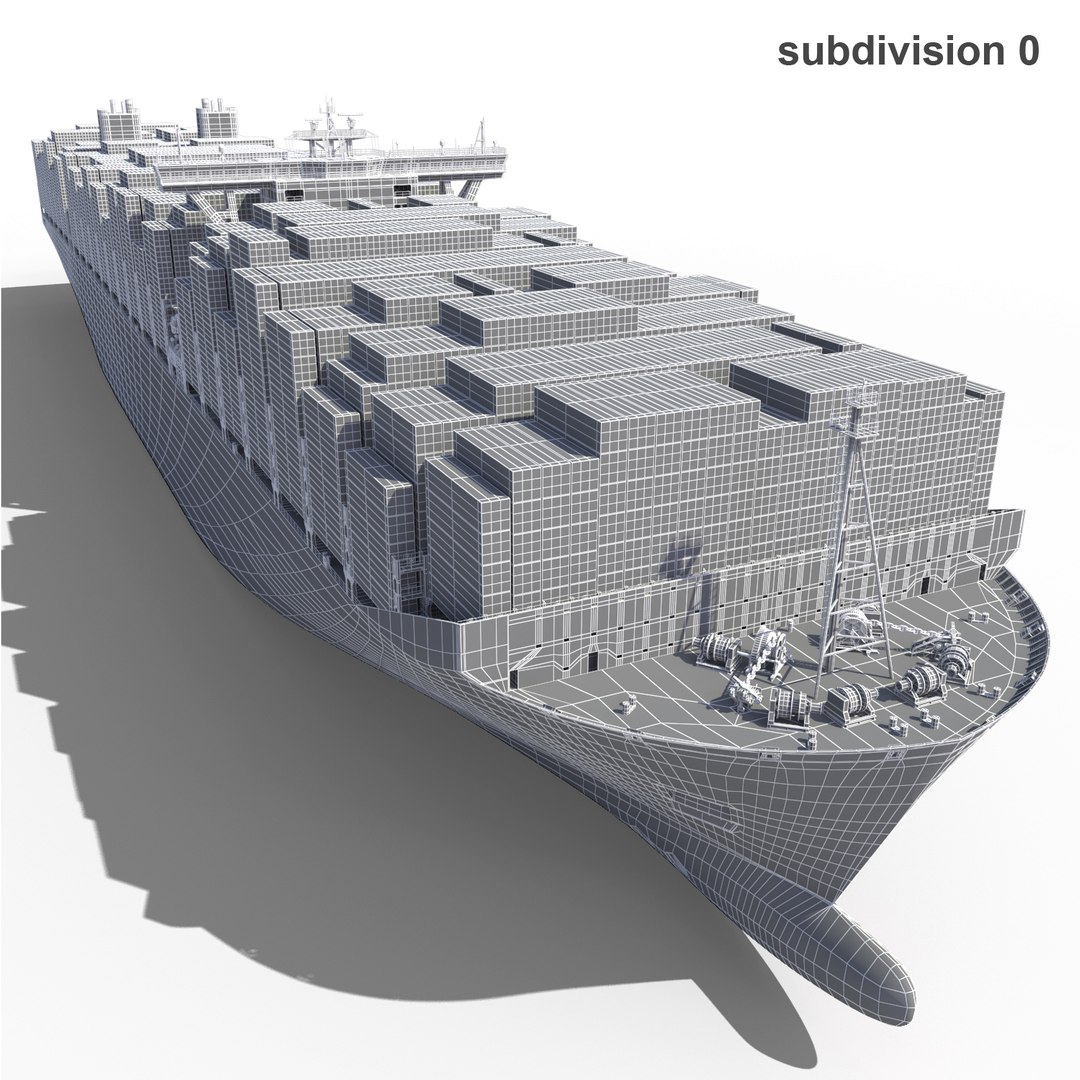 3ds max triple e class container ship