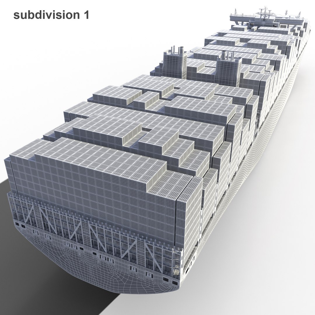 3ds max triple e class container ship