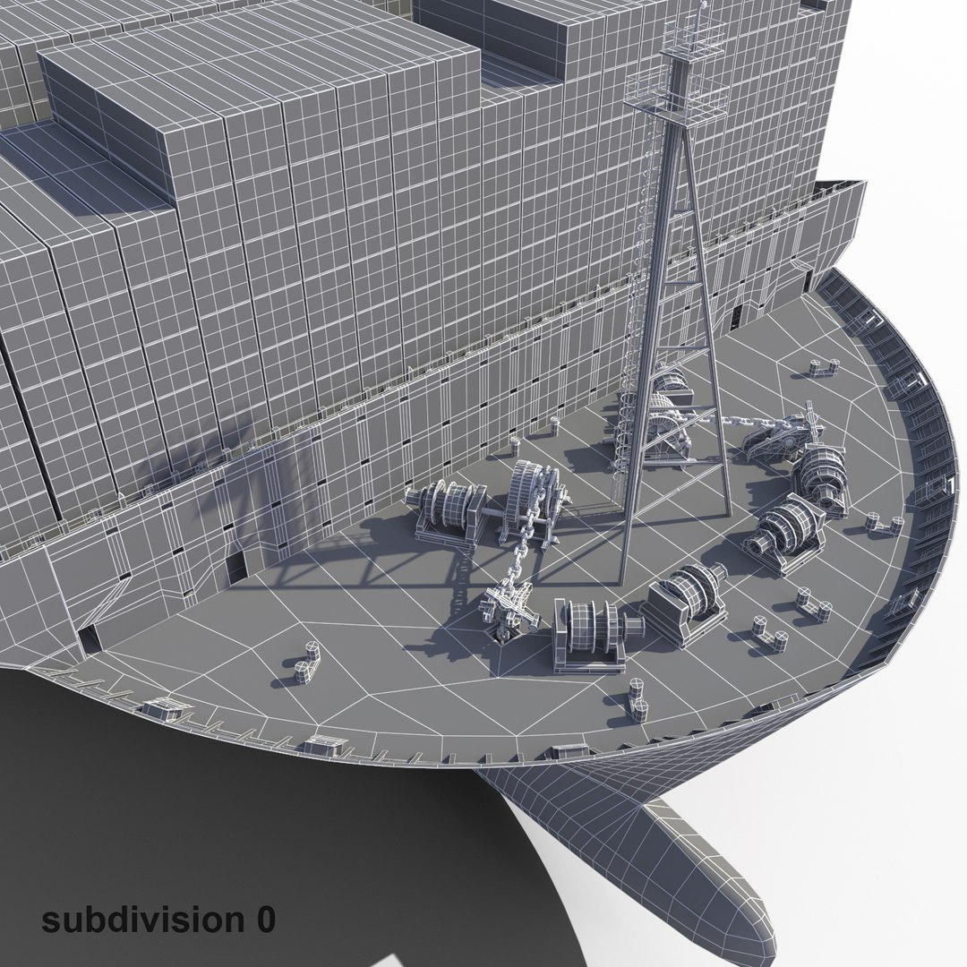 3ds max triple e class container ship