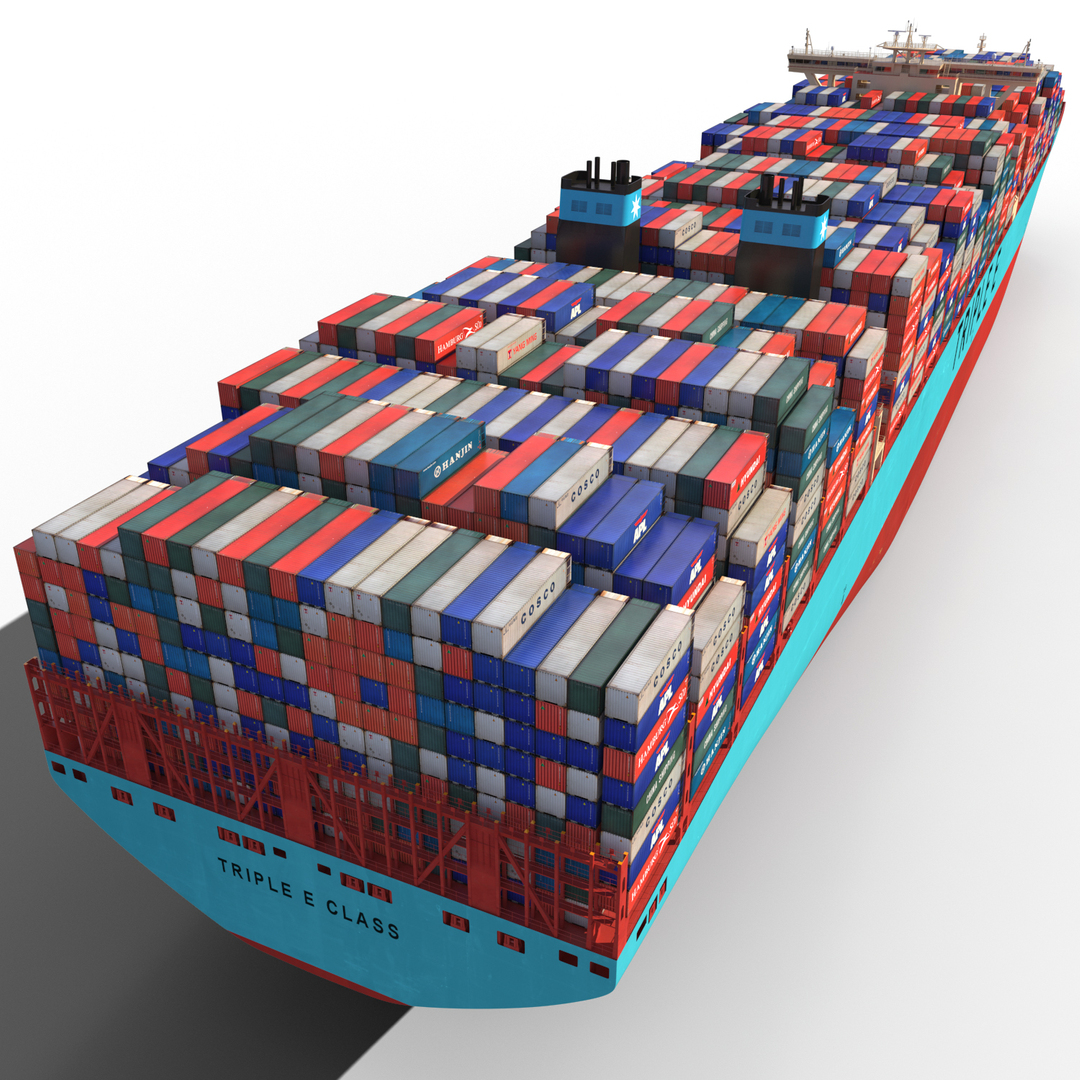 3ds max triple e class container ship