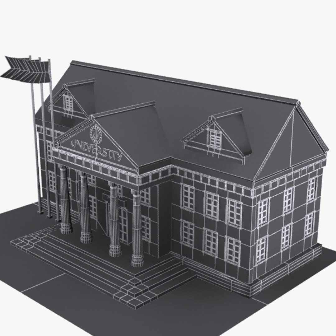 Cartoon University Uni 3d Model