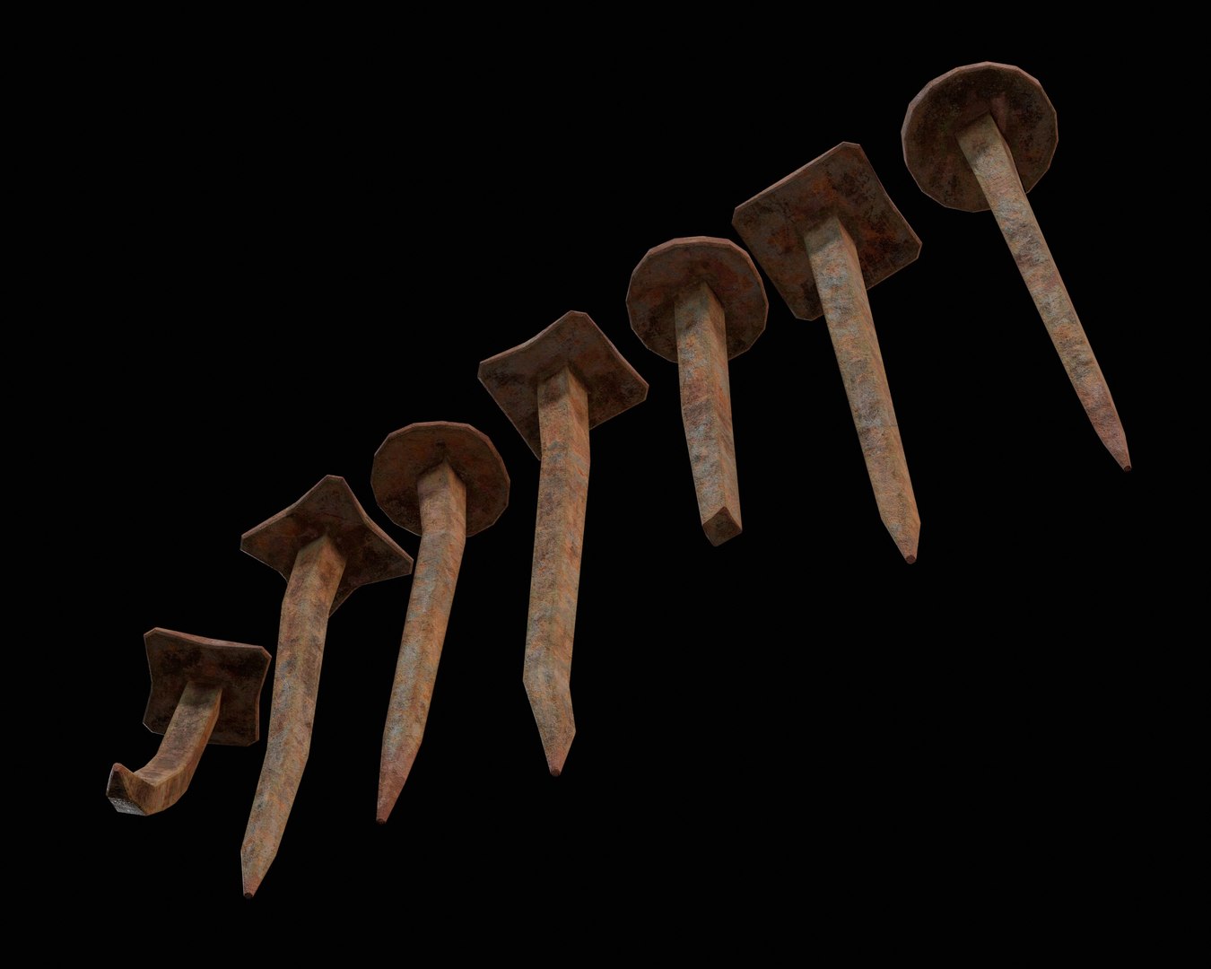 Heavy Rust Medieval Nails Model - TurboSquid 2354989