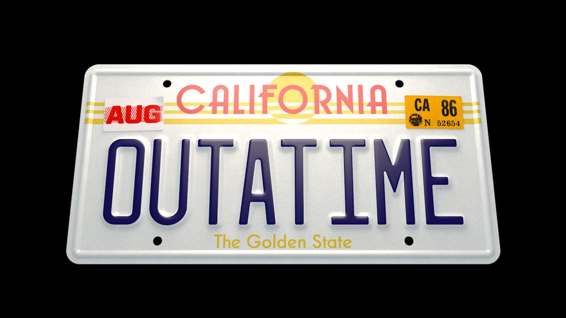 Outatime License Plate Time Machine 3d C4d