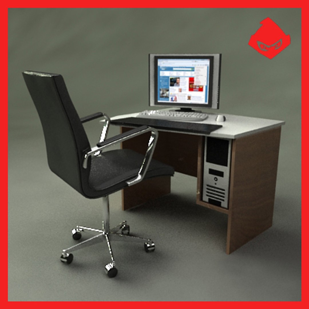 3d modern office computer desk