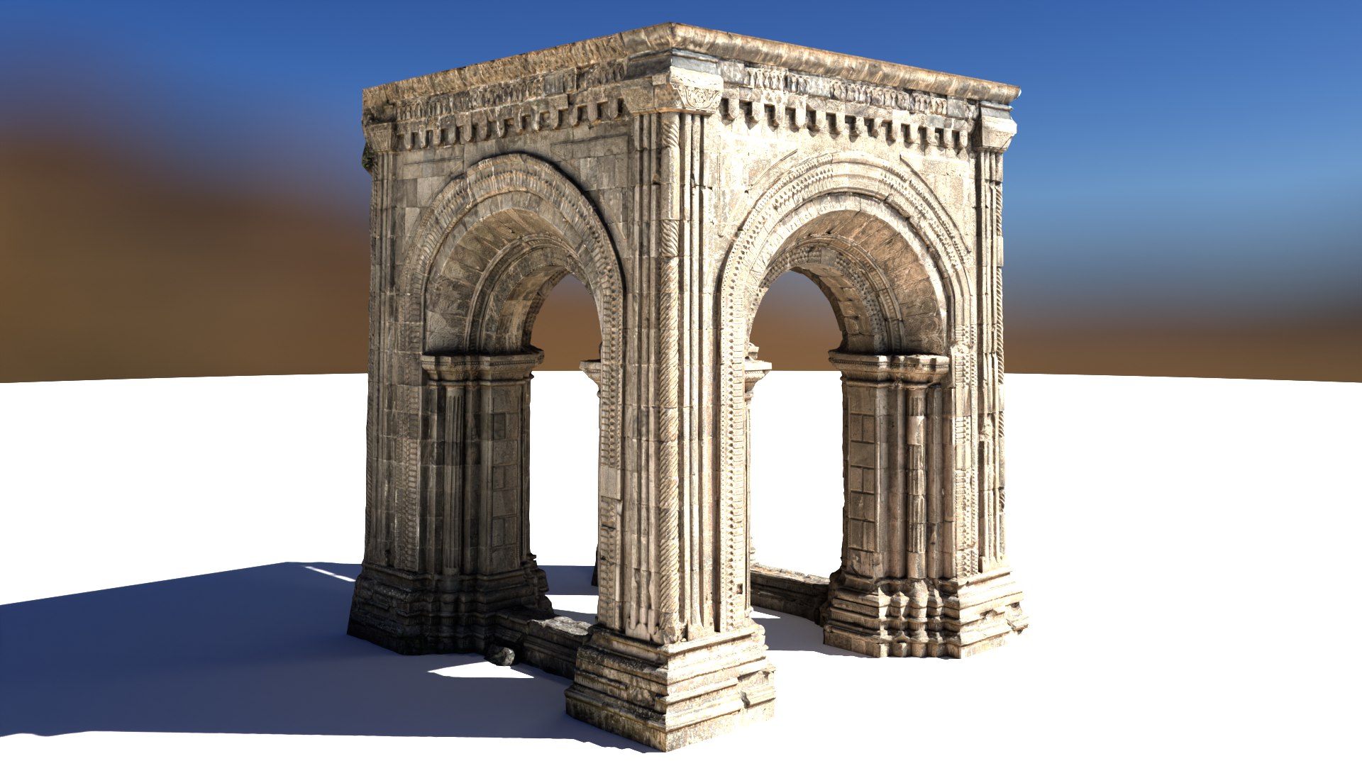 3D Monumental Entrance With Arches Model - TurboSquid 2385665