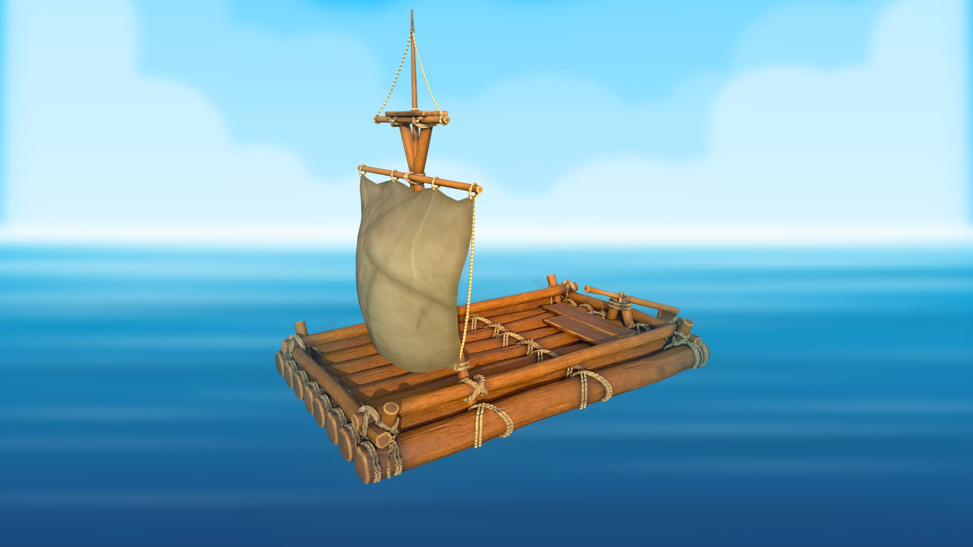 Wooden stylized raft PBR low-poly game ready Low-poly 3D model model ...