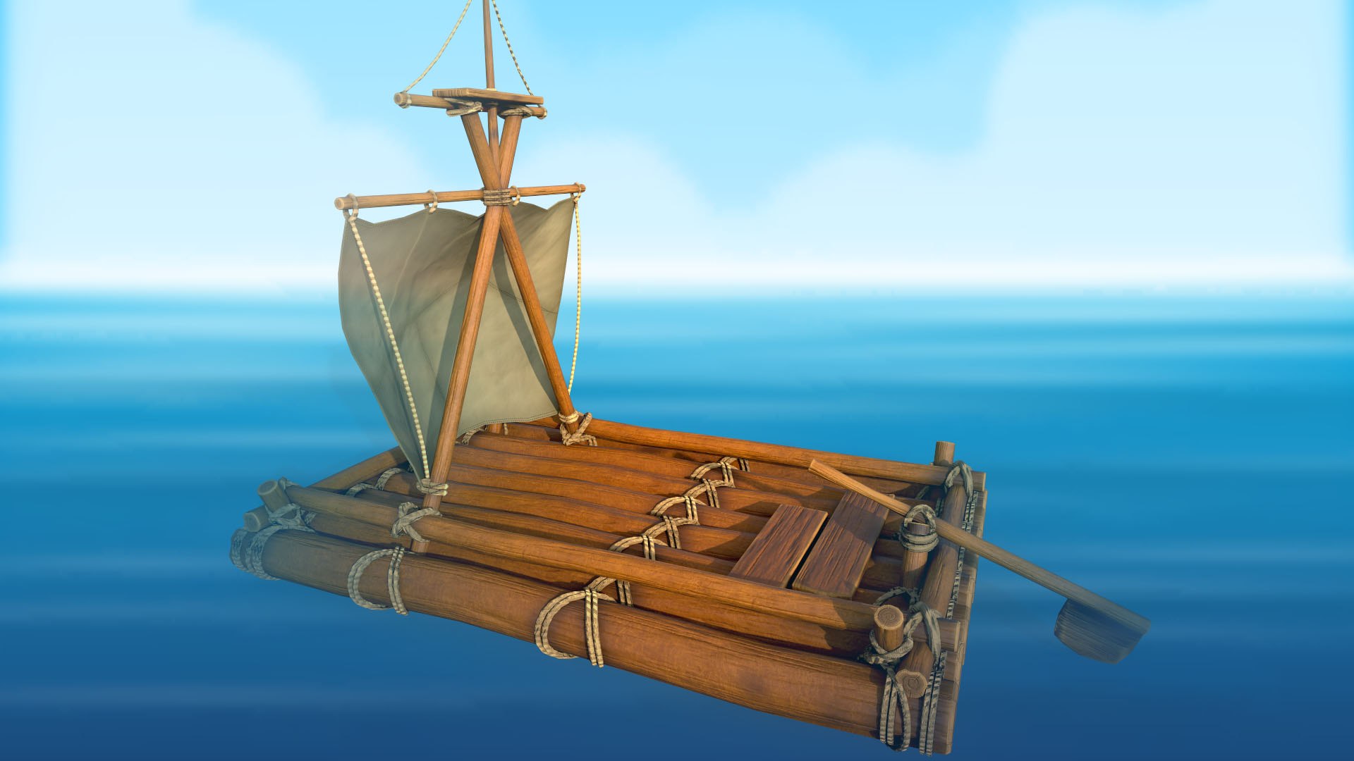 Wooden stylized raft PBR low-poly game ready Low-poly 3D model model ...