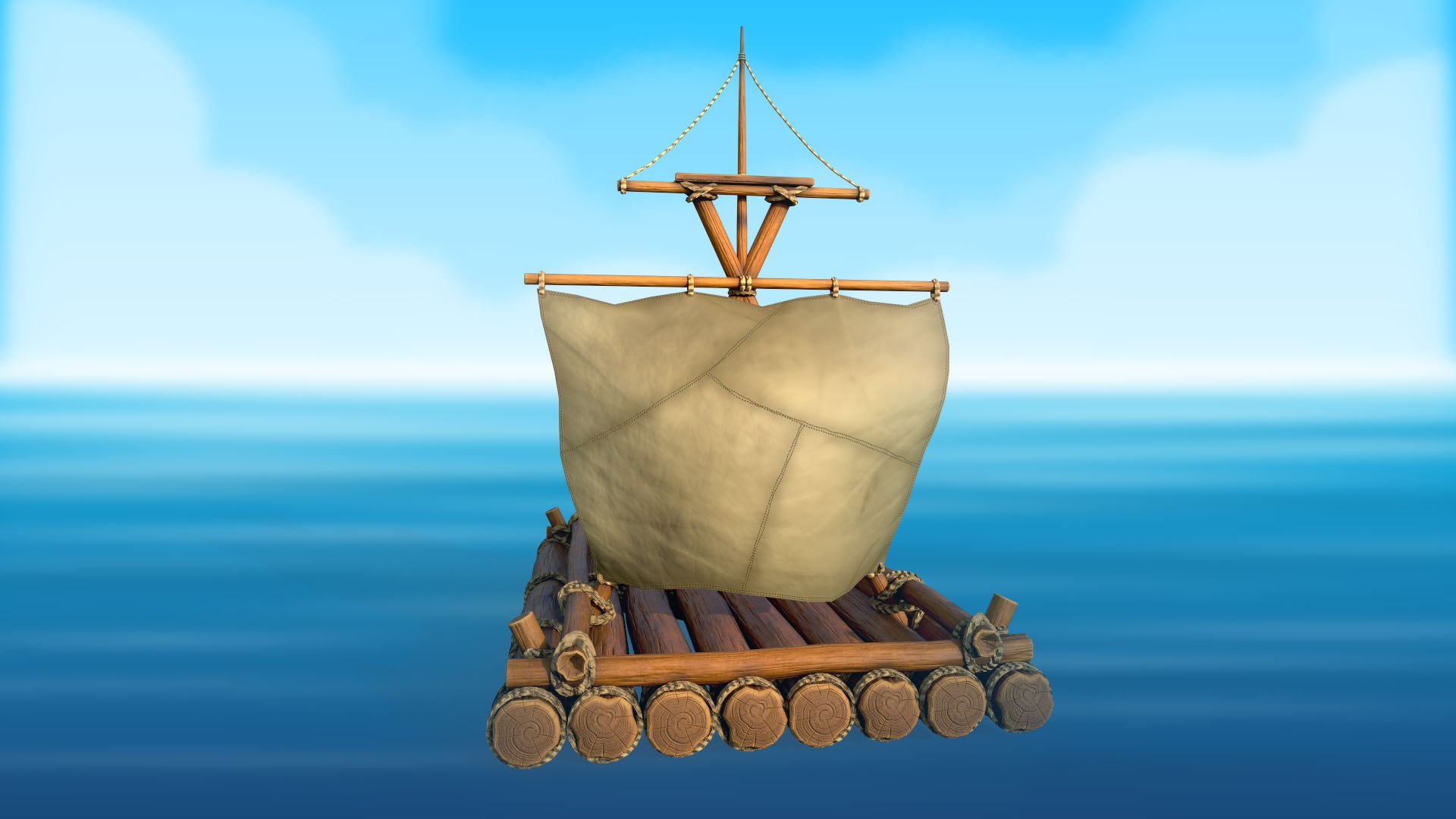 Wooden stylized raft PBR low-poly game ready Low-poly 3D model model ...