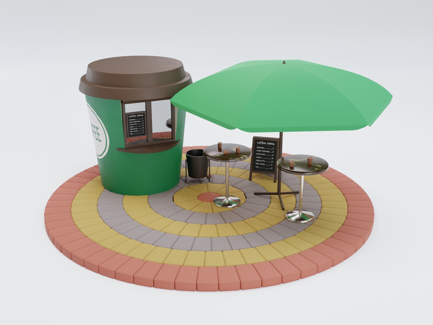 Coffee Cup Kiosk Scene Model - TurboSquid 1786103