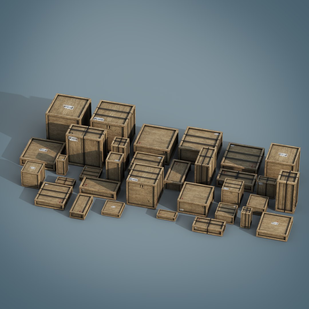 Pbr Wooden Crate Pack Model - TurboSquid 1350074
