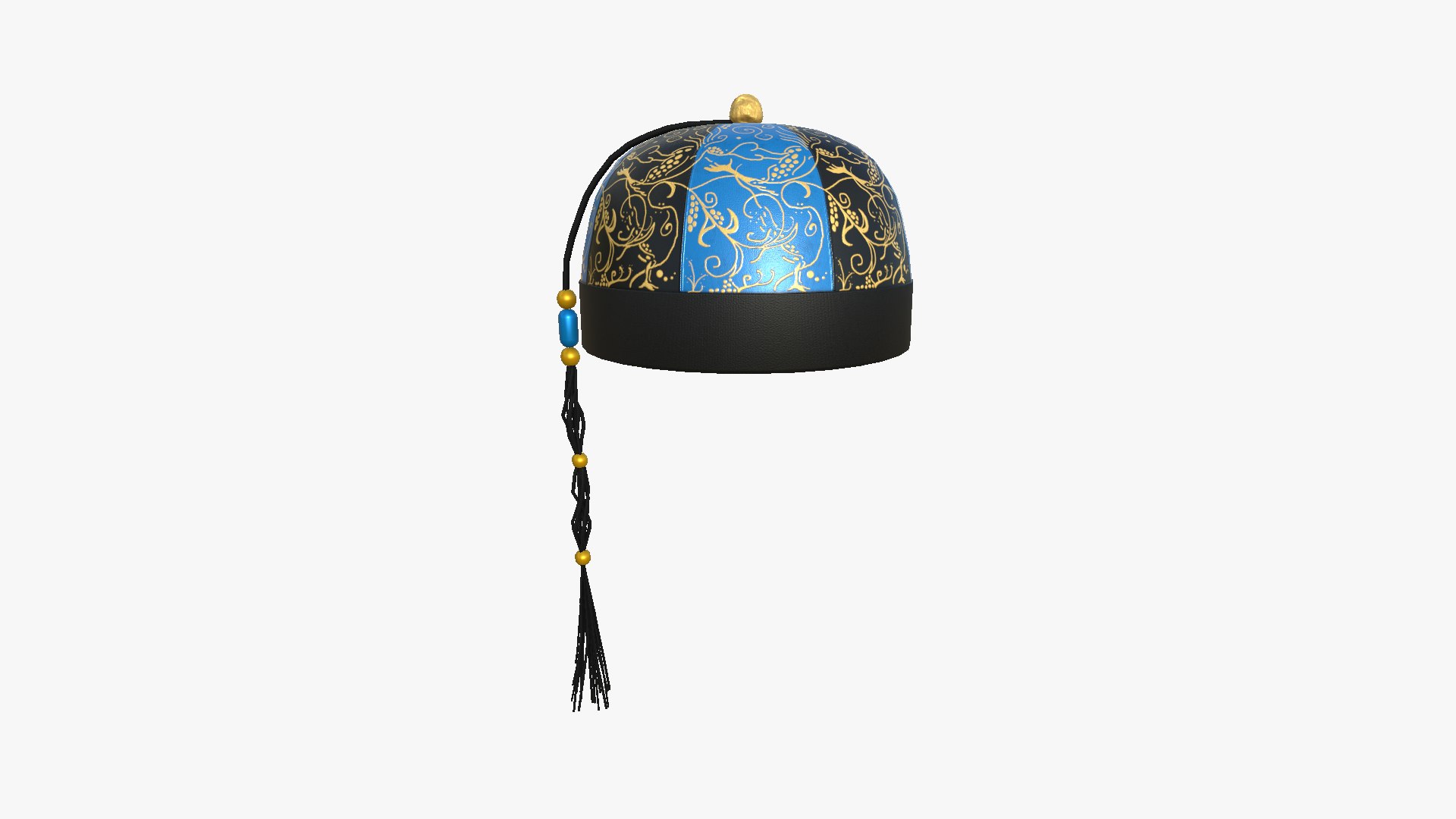 Chinese Traditional Hat A08 Black Blue - Character Design 3D Model ...