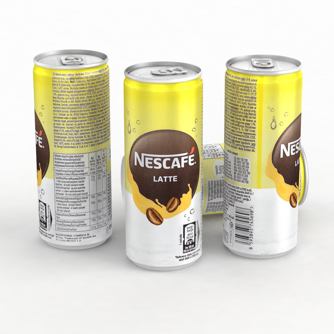 Beverage Can Coffee Nescafe Latte 250ml 2021 3D model - TurboSquid 1765128