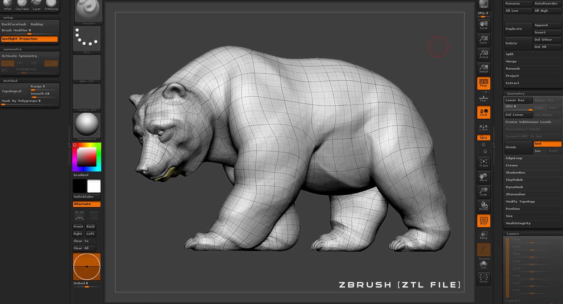3d Model Bear Walking Sculpture
