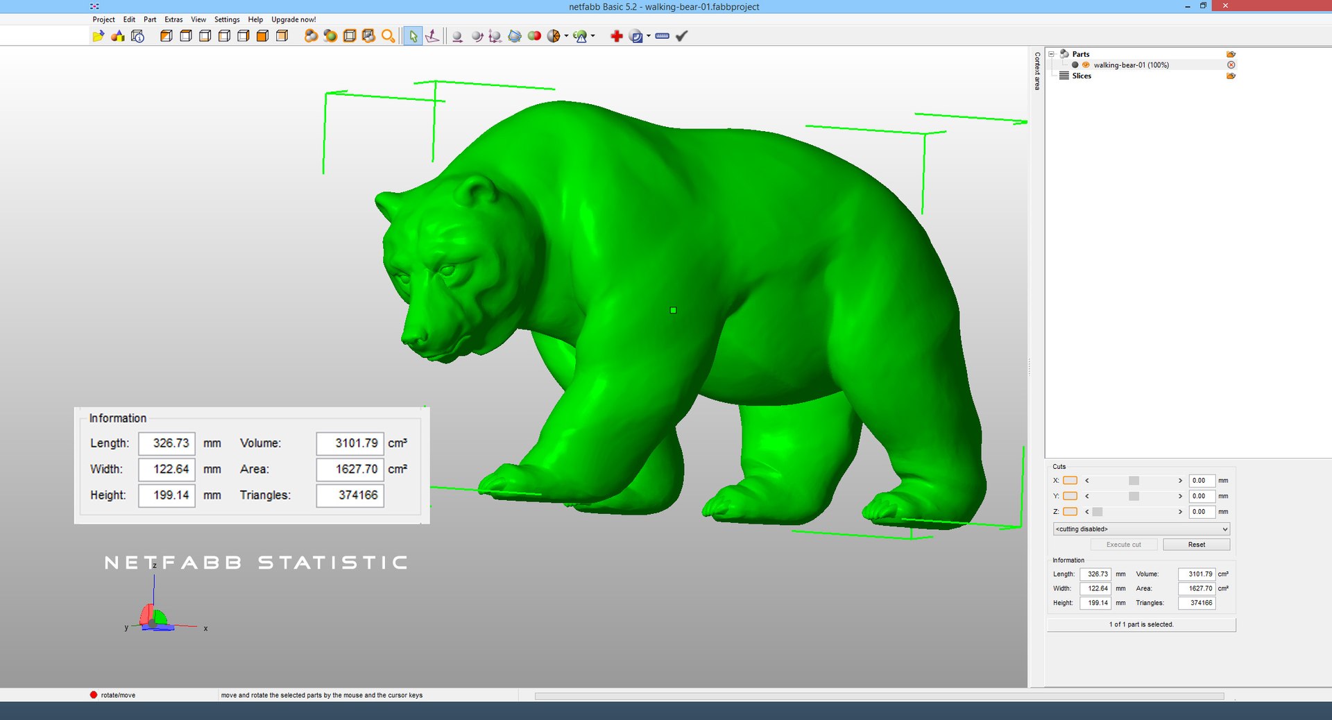 3d Model Bear Walking Sculpture