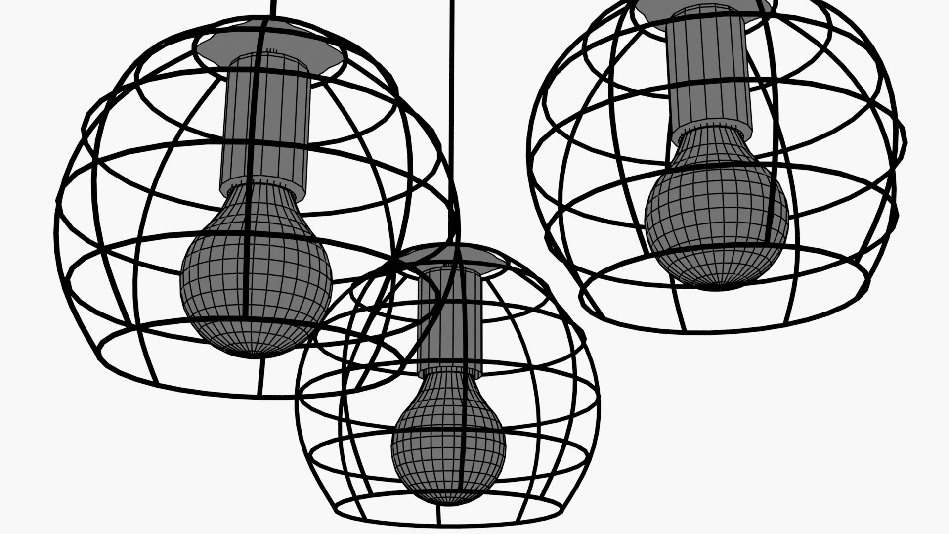 3D model Spherical Shape Hanging Light with LED Bulb E27 - TurboSquid ...