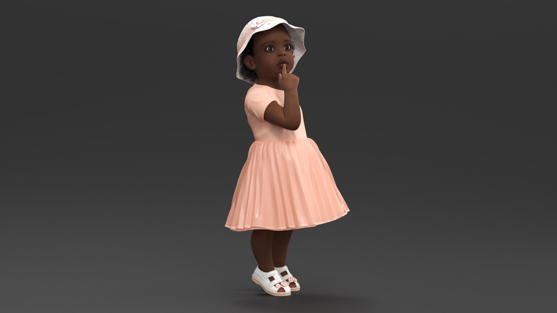 3D African Baby Girl Light Skin In Summer Surprised - TurboSquid 2342317