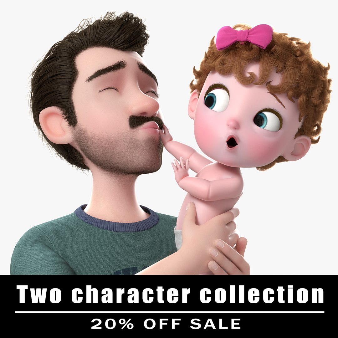 Cartoon family rigged character 3D model - TurboSquid 1359320