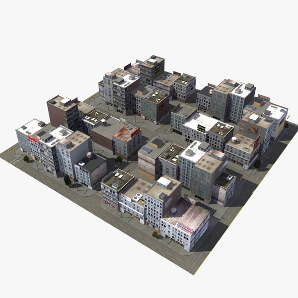 commercial city block 3d model