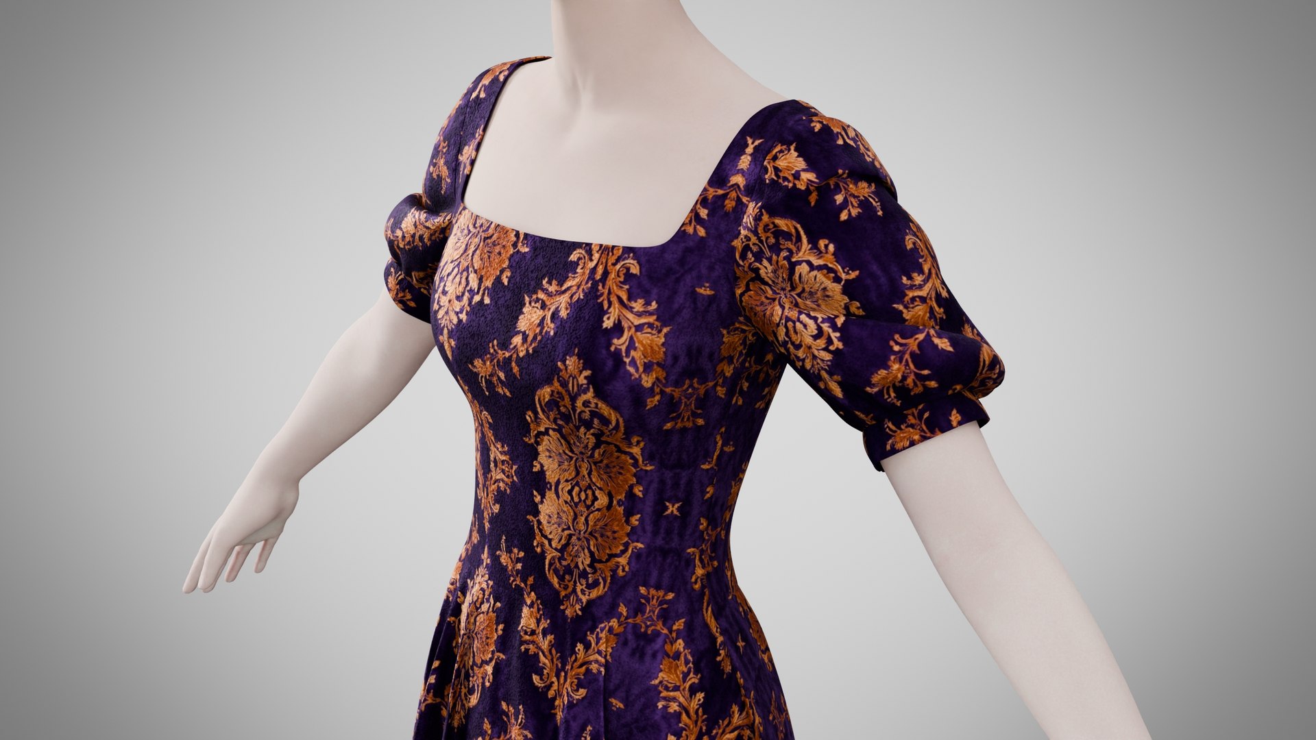 Dress 27 Velvet Royal Orchid 3D Model - TurboSquid 2483337