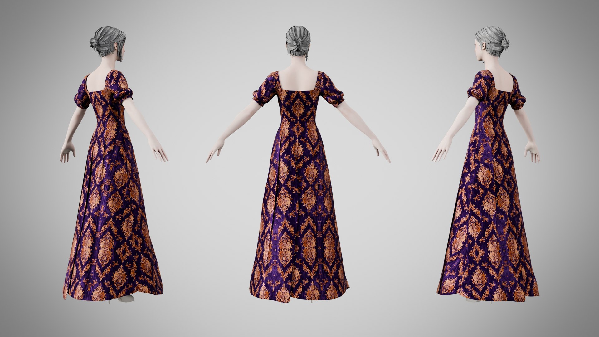 Dress 27 Velvet Royal Orchid 3D Model - TurboSquid 2483337