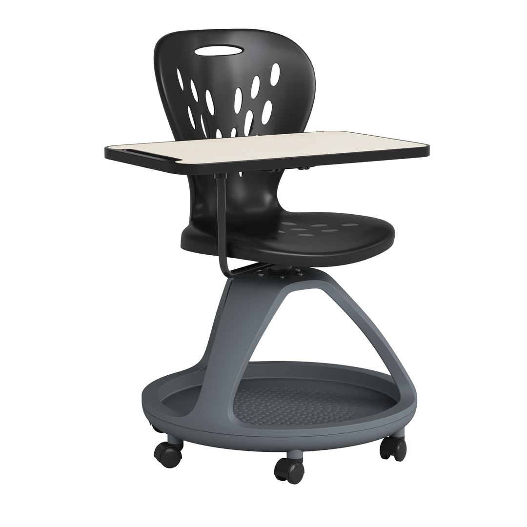 Mobile Learning Chair Dark Gray Mobile Desk Chair With 360 Degree ...