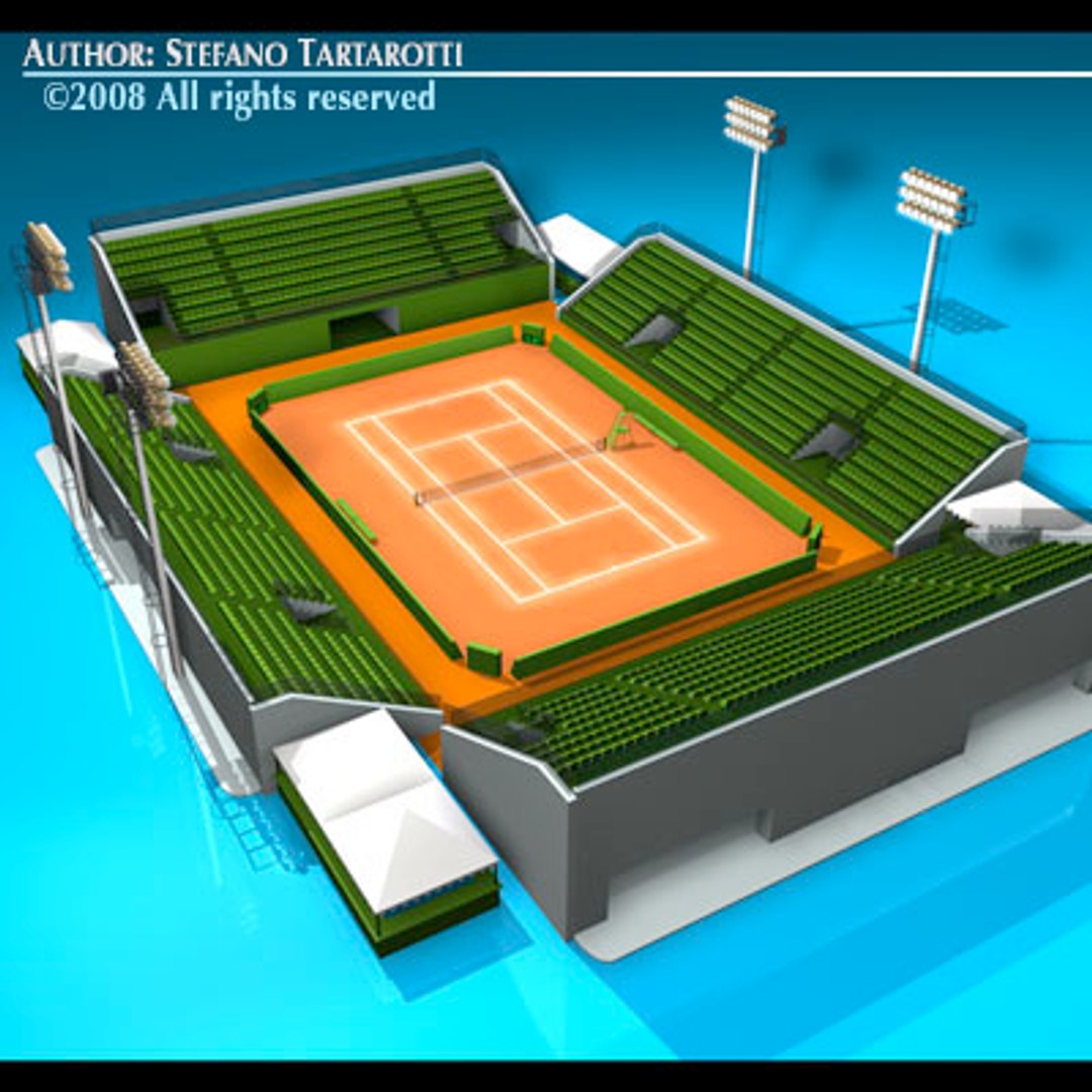 3dsmax Tennis Court Grass Field