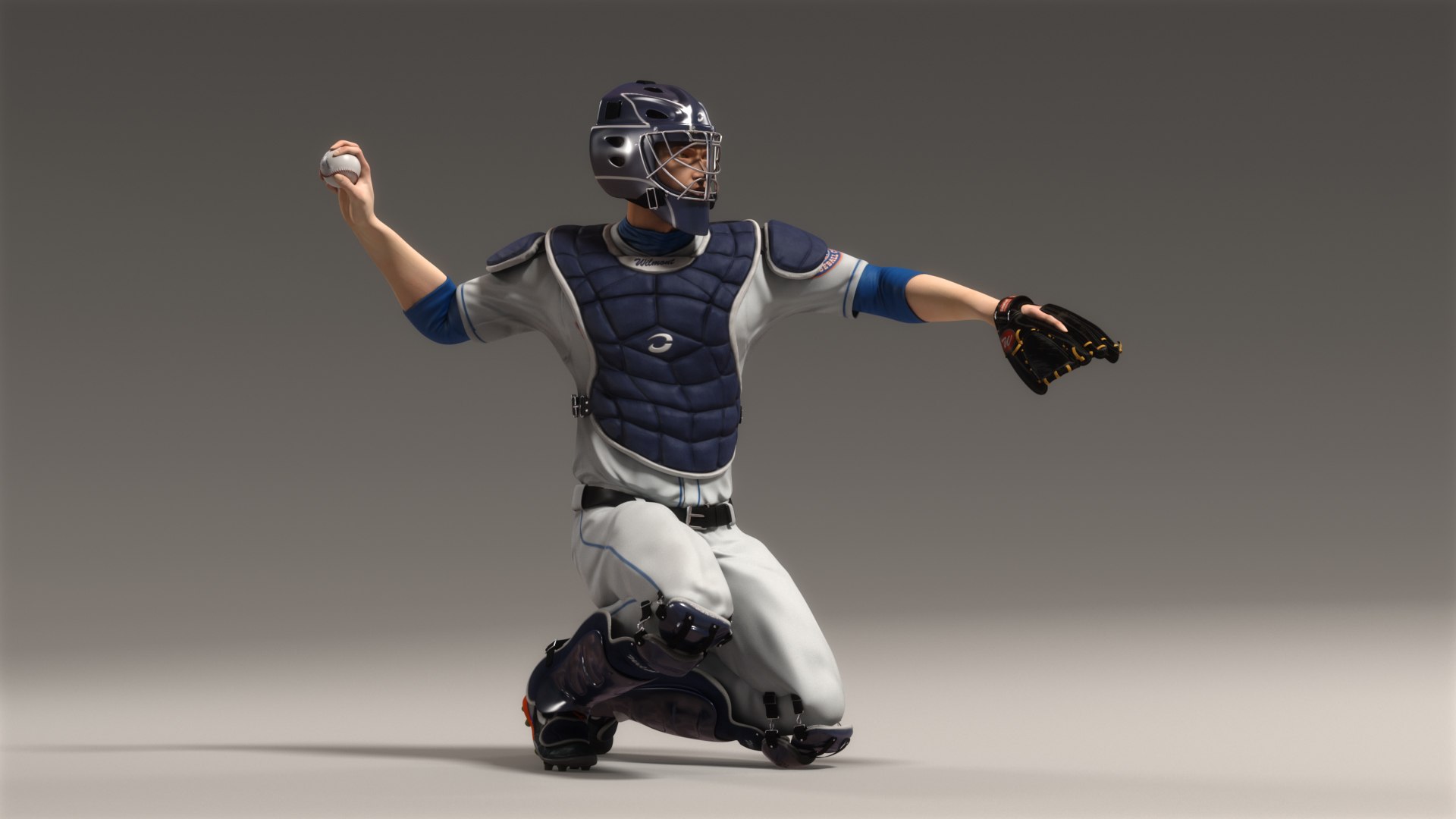 White Baseball Receiver Animated HQ Model - TurboSquid 1922654