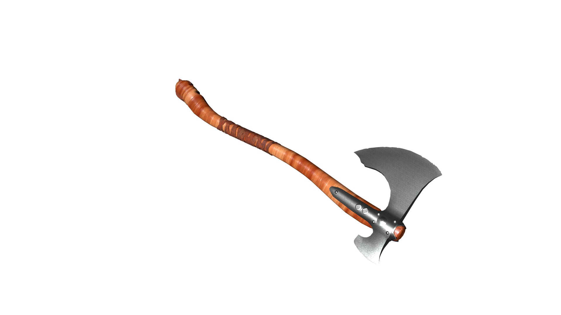 3D Fantasy Battle Axe With Wooden Handle Game Ready Weapon Model ...