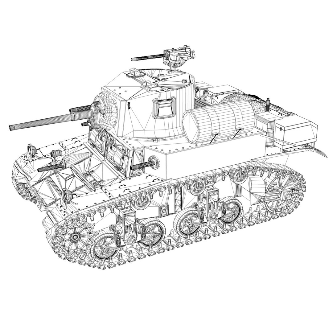 3D M3a1 Light Tank Stuart - TurboSquid 1279070