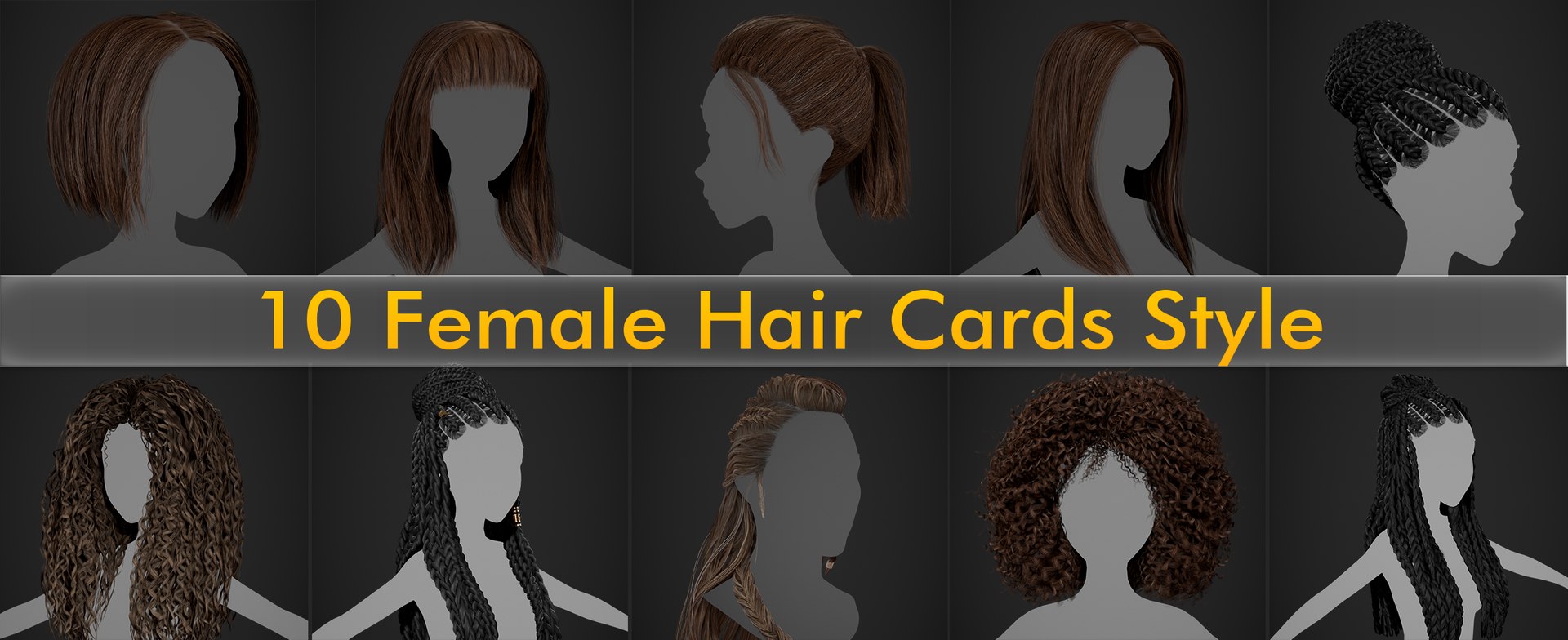 modelo 3d 10 Female Hair Cards Style - TurboSquid 1985681