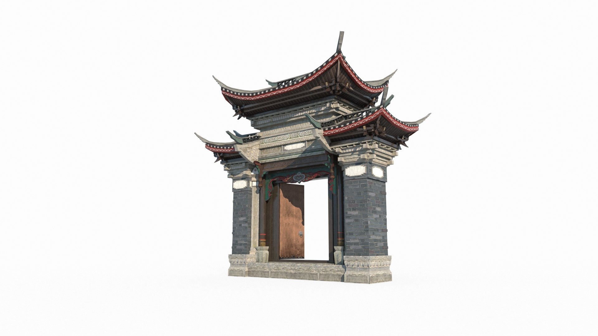 3D Courtyard Gate Of Ancient Asian Architecture - TurboSquid 2078414