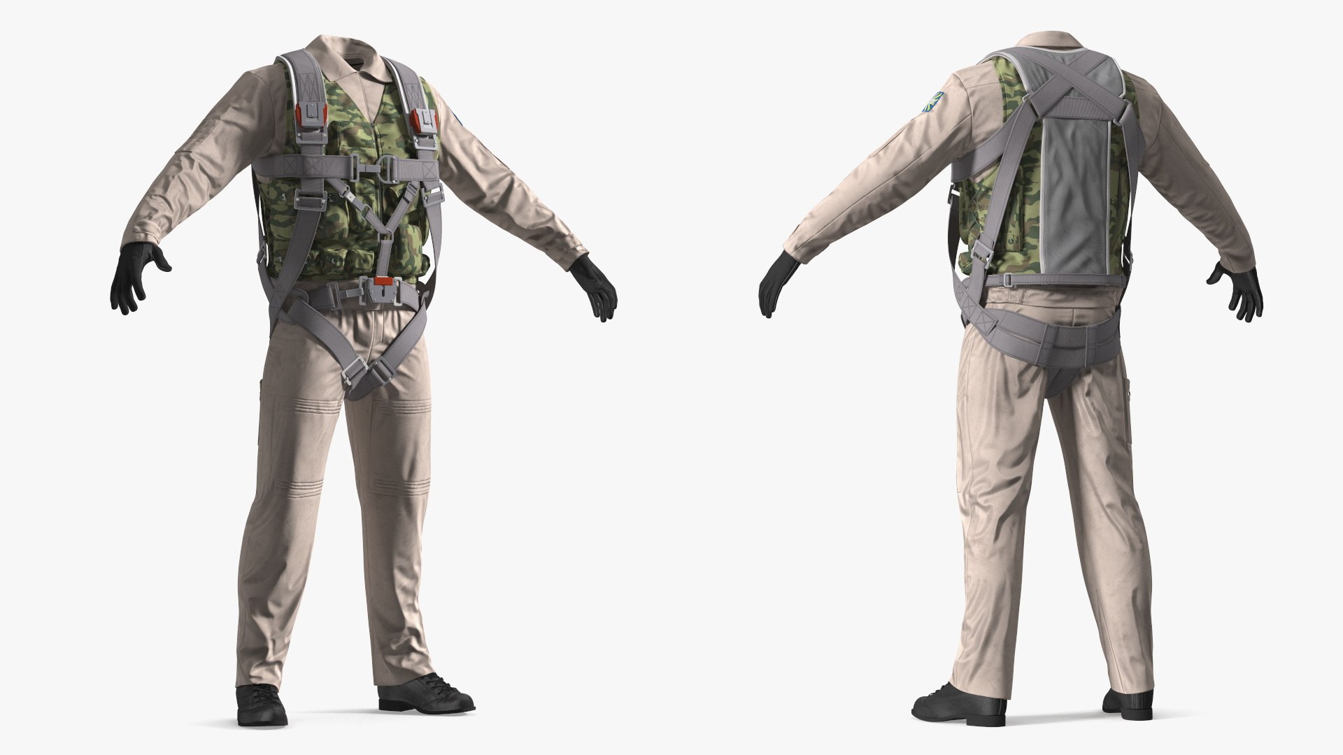 Jet Fighter Pilot Uniform With Camo Vest 3D Model - TurboSquid 2388869
