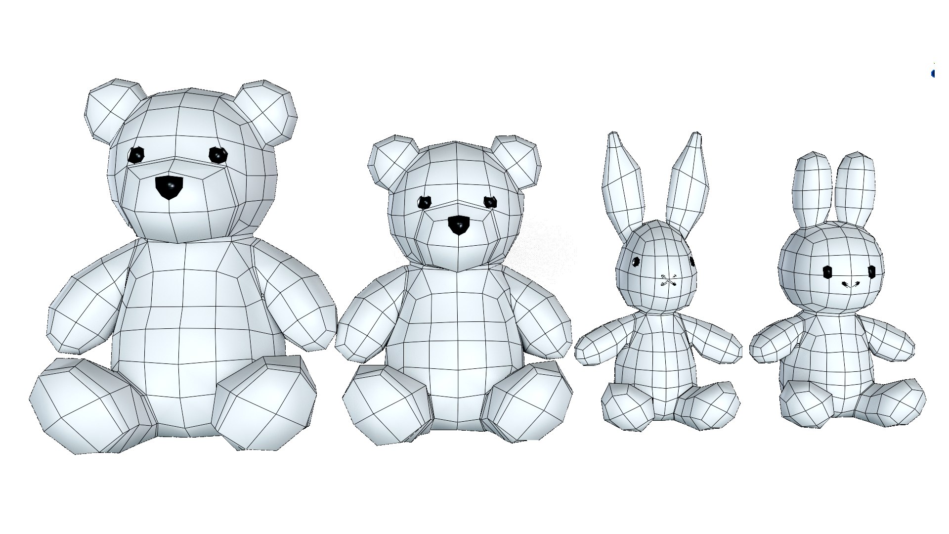 Plush Toys Bear Rabbit 3D Model - TurboSquid 1850866