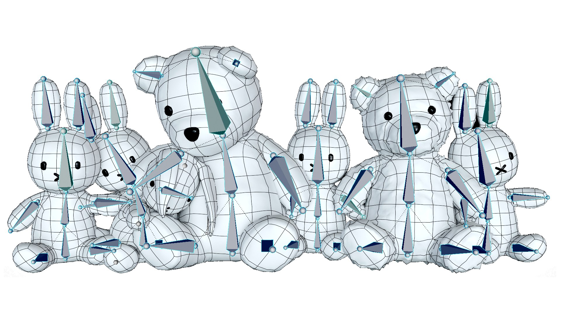 Plush Toys Bear Rabbit 3D Model - TurboSquid 1850866
