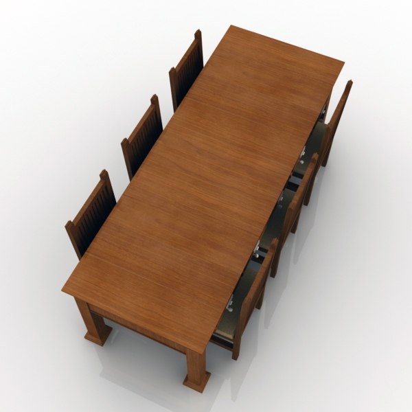 3d set table chairs model