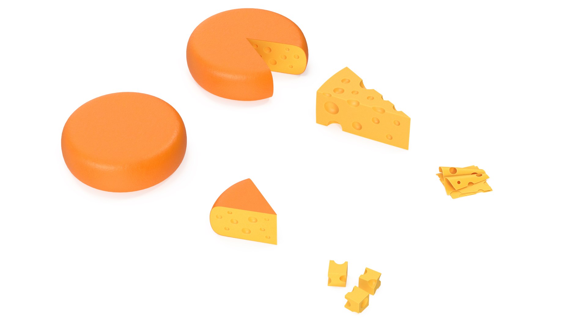 Cartoon Cheese with Holes Various Shapes Set 3D - TurboSquid 2078107