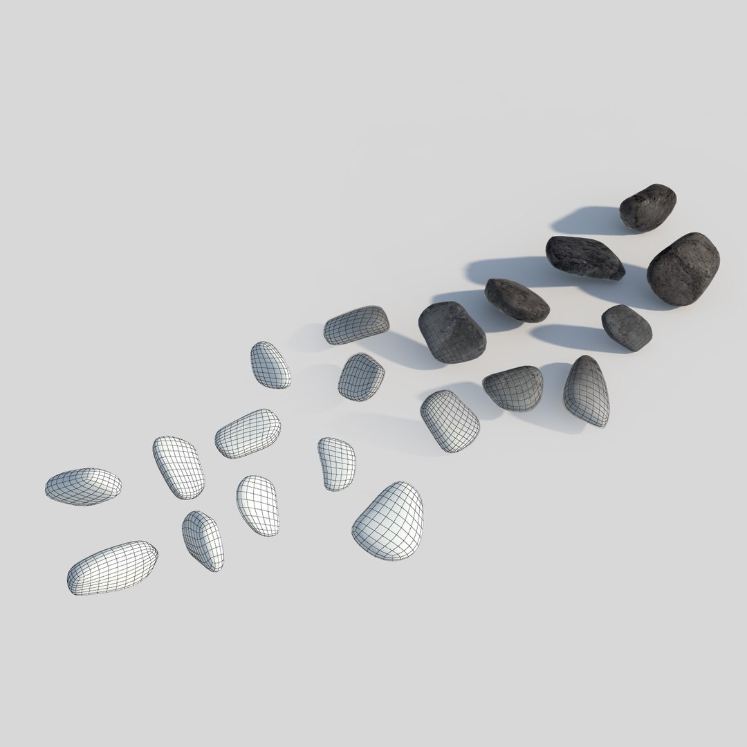 Black Pebbles 3d Model
