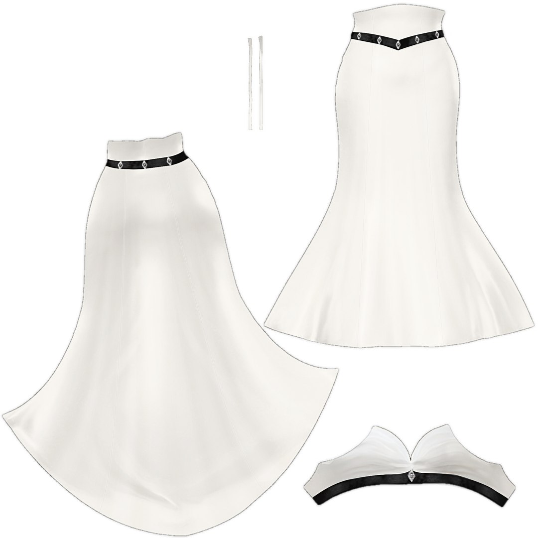 3D Spaghetti Strap Long Tail Dress - TurboSquid 1816601
