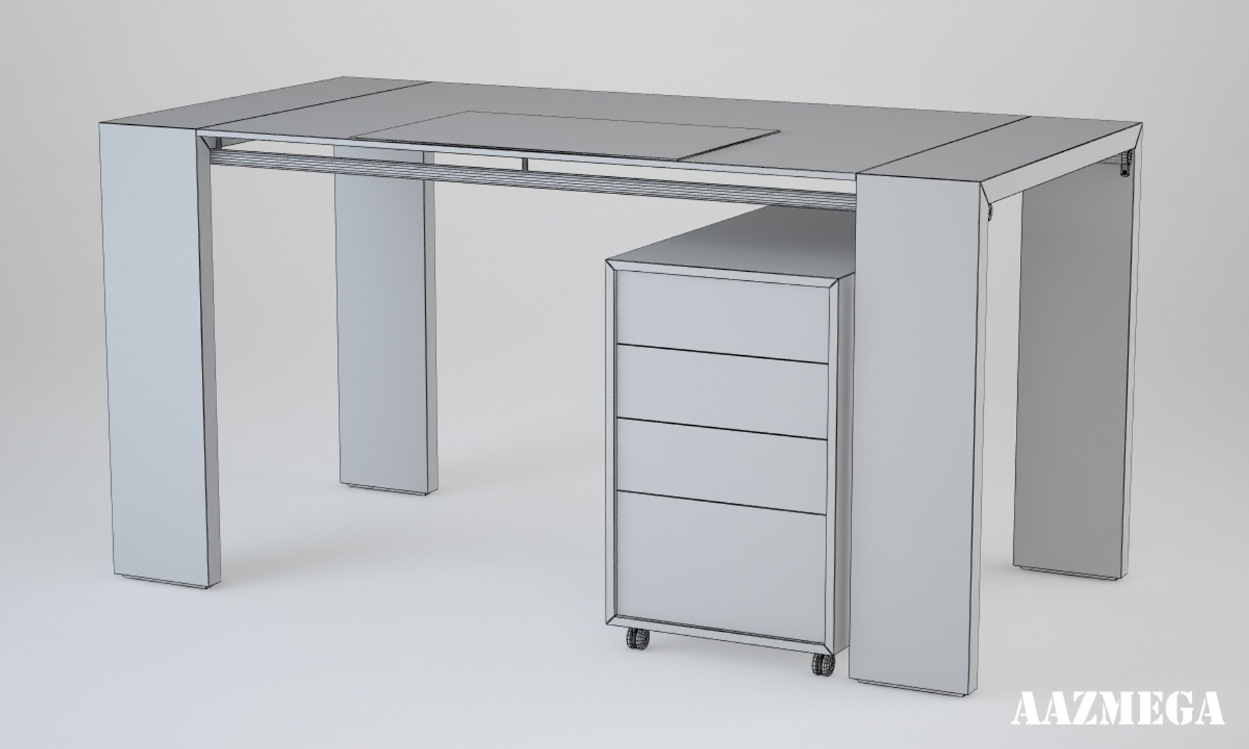 Hi-tech Office Table 3d Model
