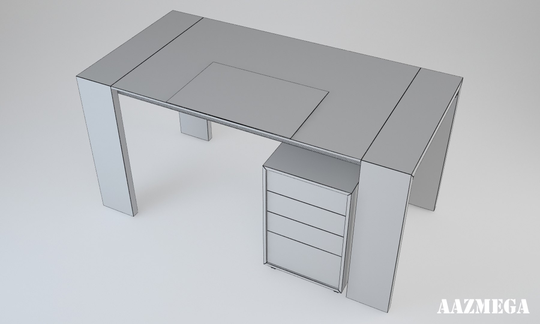 Hi-tech Office Table 3d Model