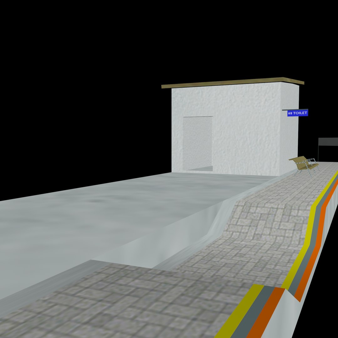 Low Poly Train Station Basic Base Building Without Rails 3D ...