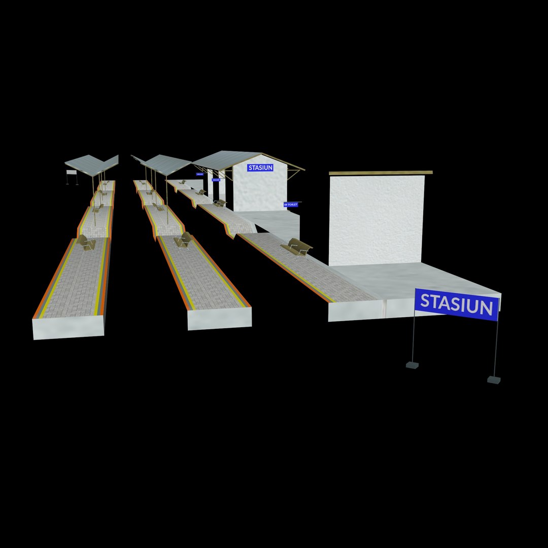 Low Poly Train Station Basic Base Building Without Rails 3D ...