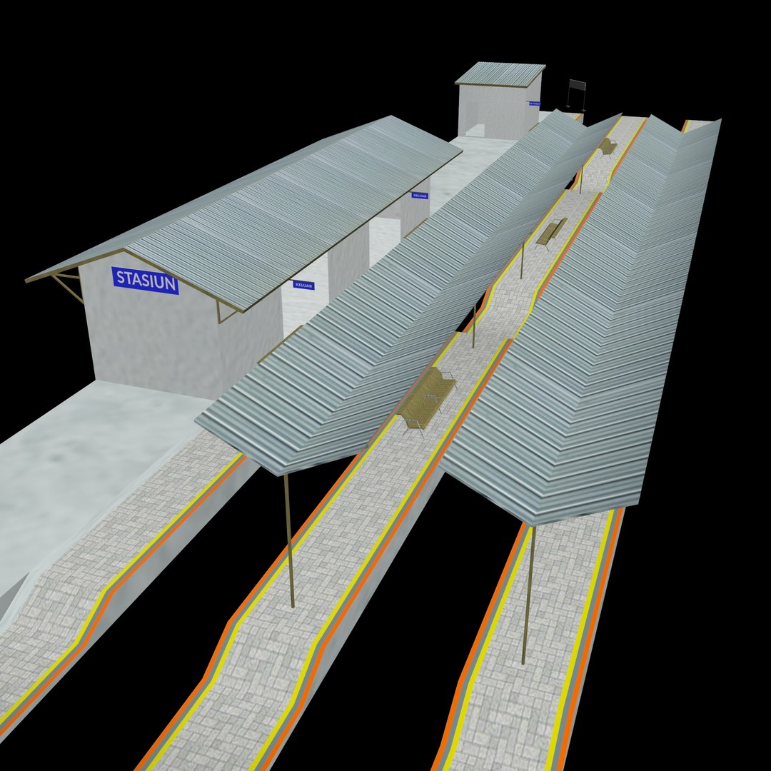 Low Poly Train Station Basic Base Building Without Rails 3D ...