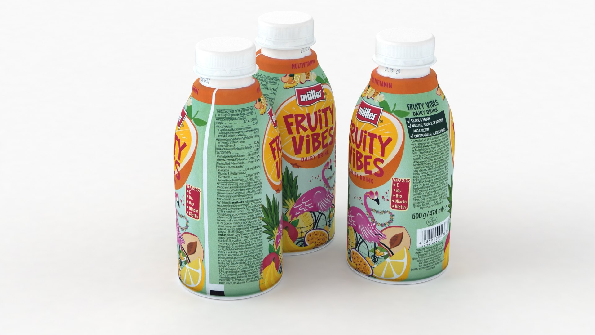 3D Dairy Bottle Muller Fruity Vibes 500g 2024 - TurboSquid 2282759