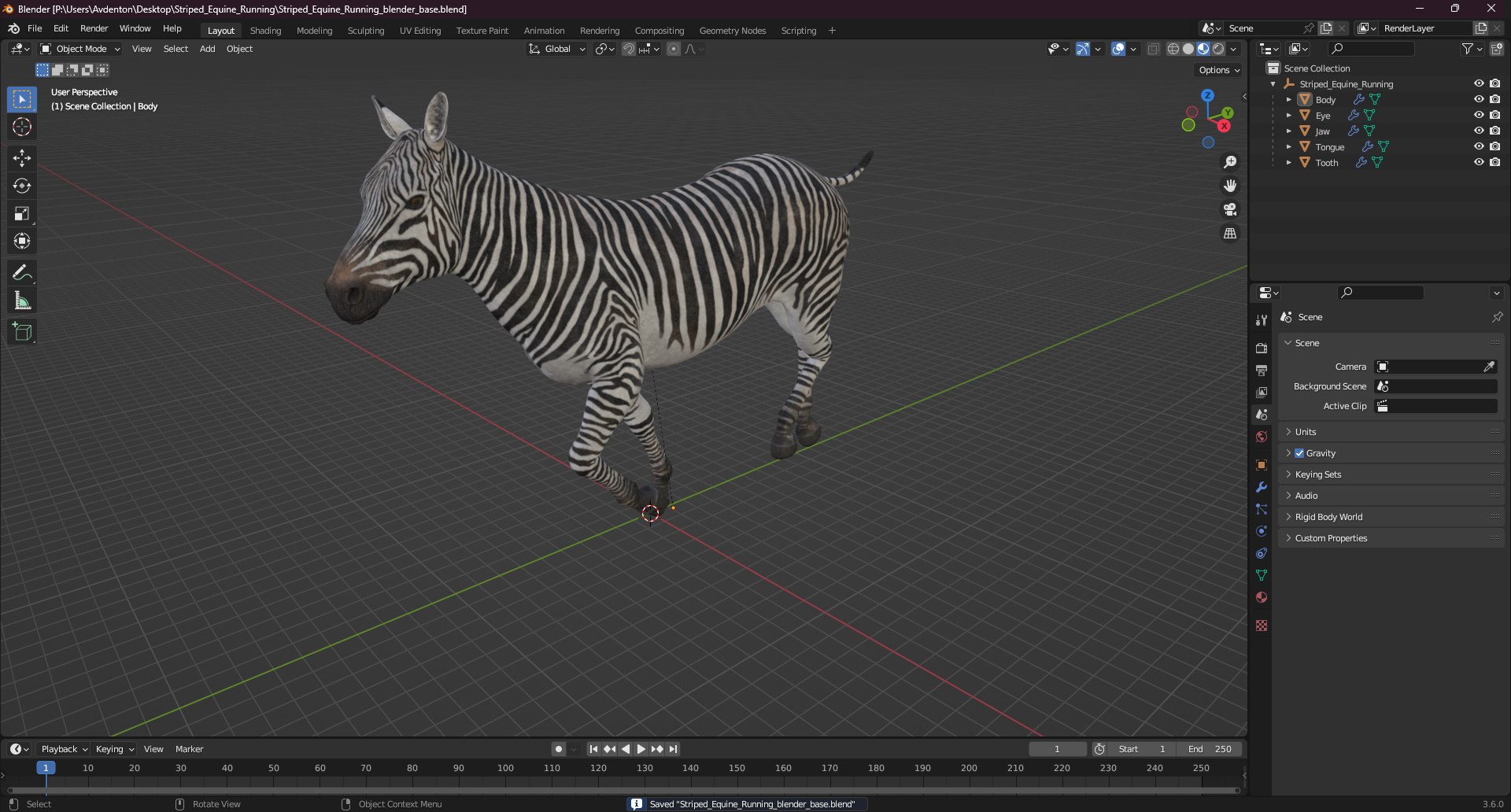 3D Striped Equine Running Model - TurboSquid 2368370