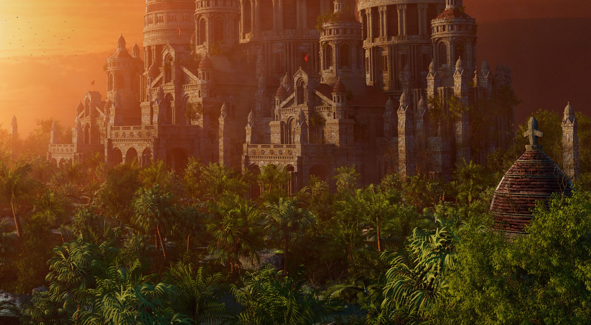 3D Jungle Dome Castle Environment - TurboSquid 2214472