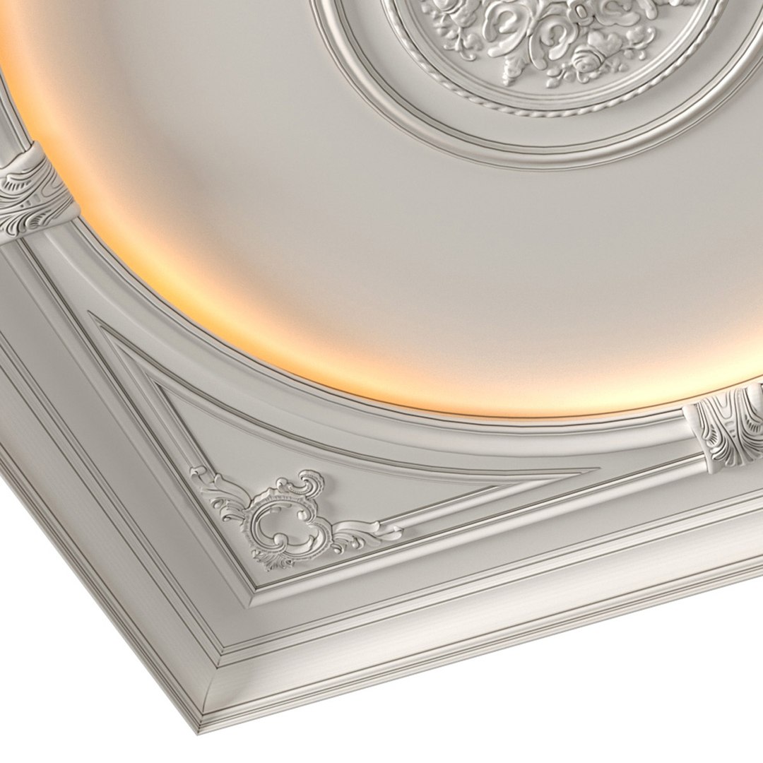 Classic Coffered Illuminated Ceiling Set 3D Model 3D - TurboSquid 1944365