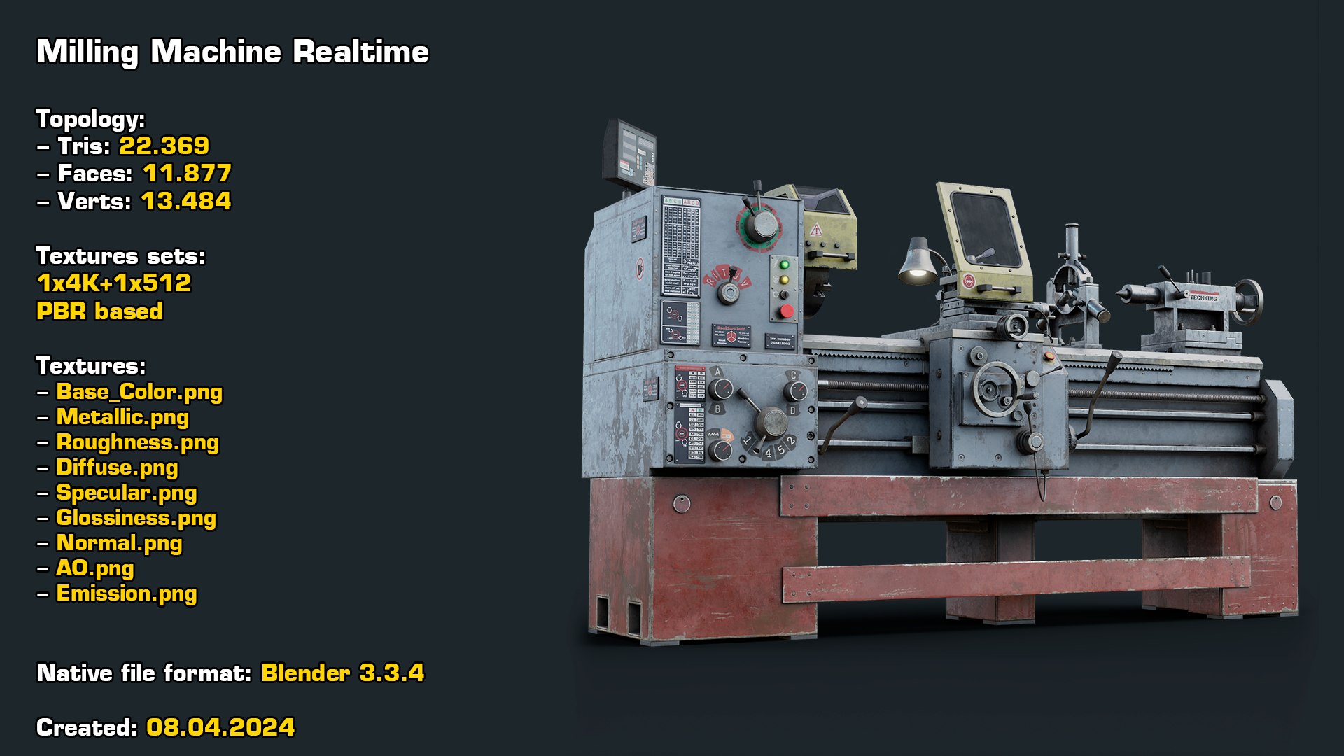 Milling Machine Realtime 3D - TurboSquid 2214478
