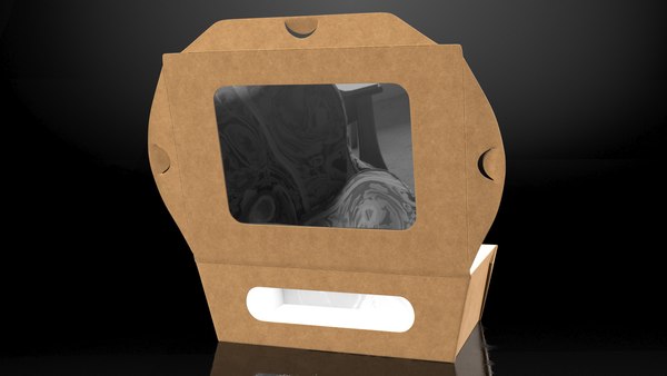 Opened Kraft Food Box with Window Small 3D model - TurboSquid 1807898